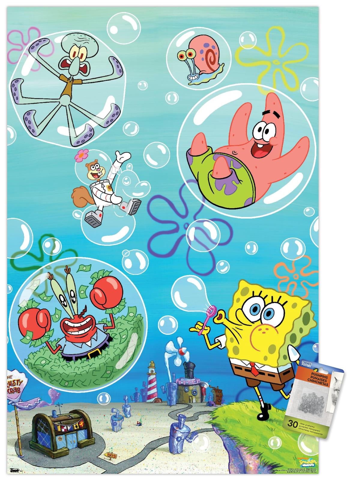 Nickelodeon Spongebob Squarepants - Bubbles Wall Poster with Push Pins ...