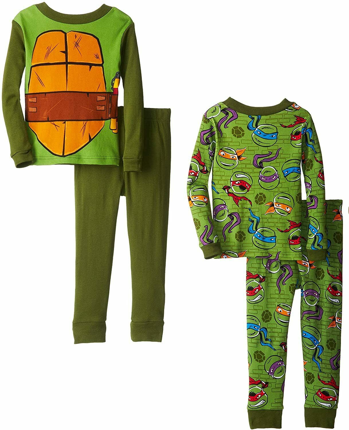 Nickelodeon Teenage Mutant Ninja Turtles 4 PC Long Sleeve Tight Fit Cotton Pajama Set Boy Size 6 ...