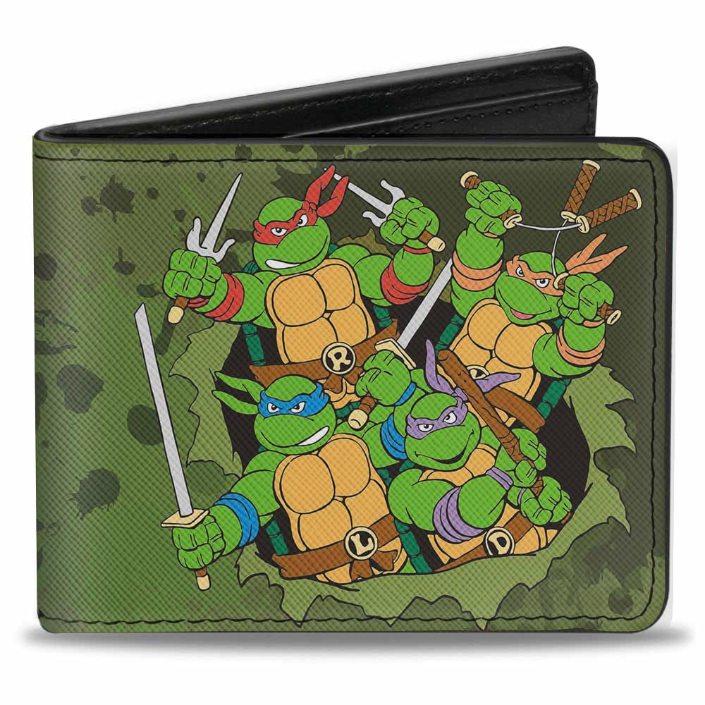 Nickelodeon Wallet, Bifold, Classic TMNT Turtles Battle Pose9 Splatter ...