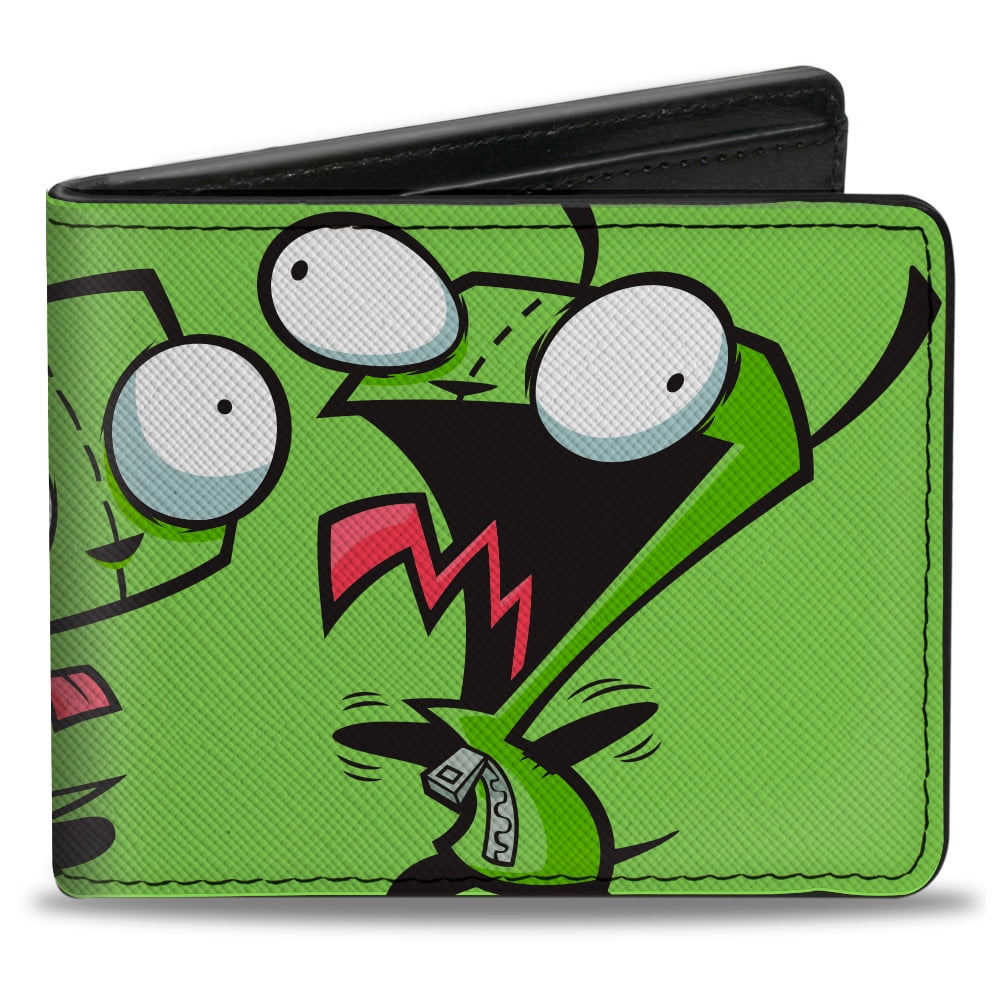 Nickelodeon Wallet, Bifold, Invader Zim GIR Poses Green, Vegan Leather ...