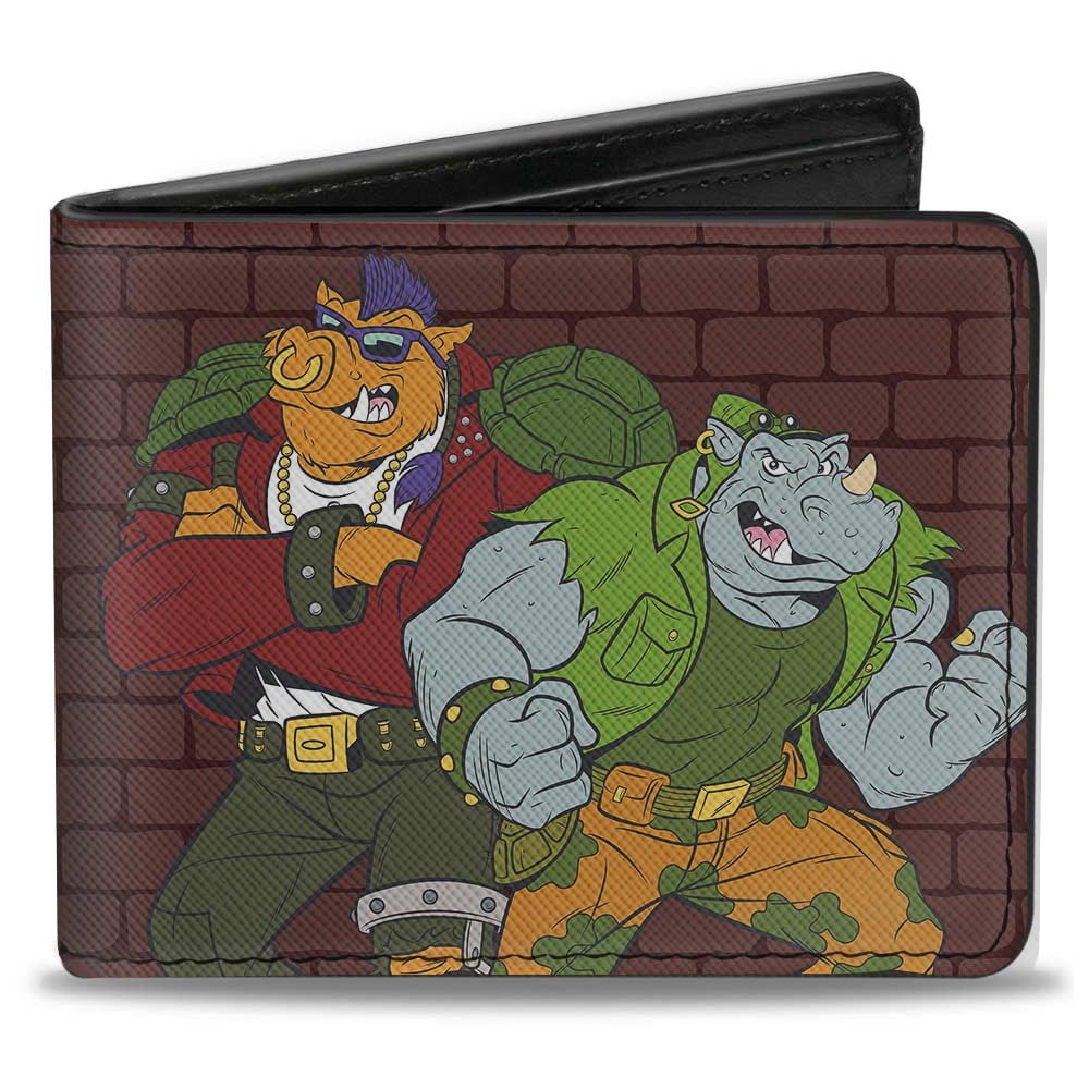 Nickelodeon Wallet, Bifold, Rocksteady Bebop Pose TMNT Logo Bricks, Vegan Leather - Walmart.com