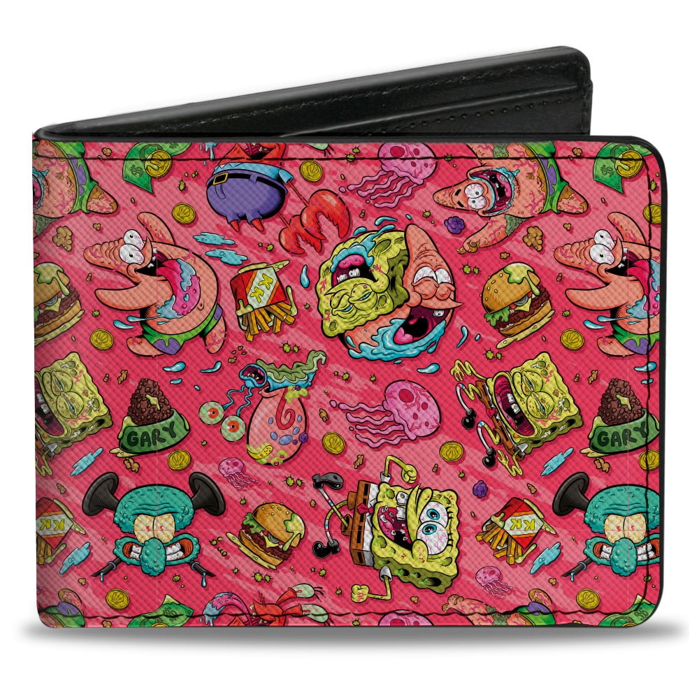 Nickelodeon Wallet, Bifold, SpongeBob Funky Character Swirl Collage ...