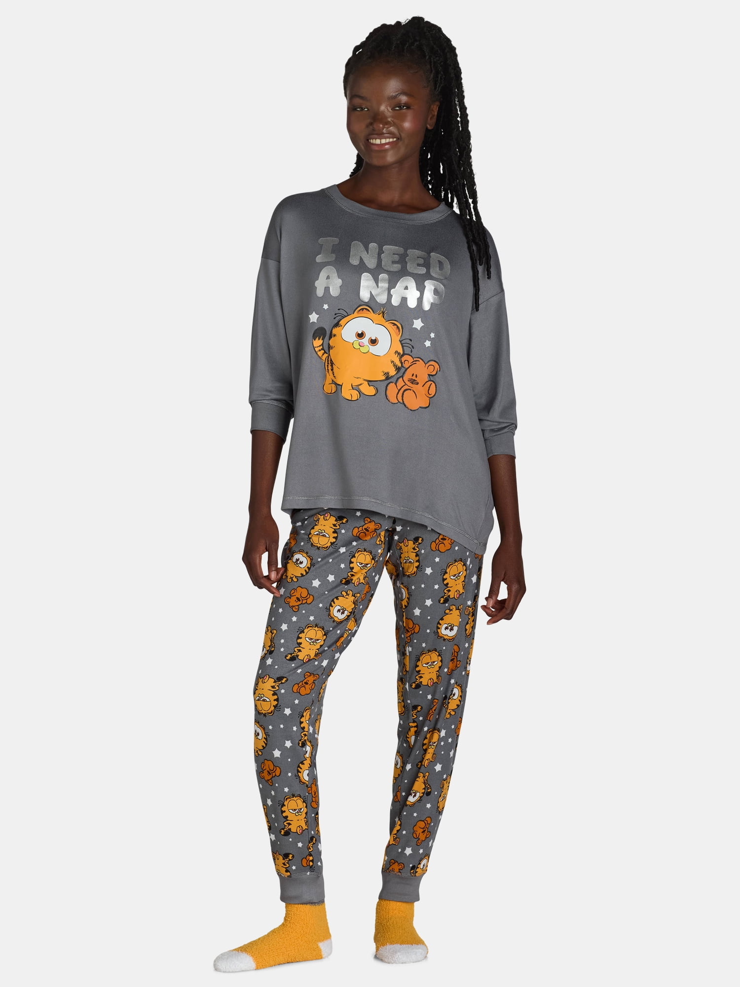Nickelodeon Women's Garfield Lounge Top and Pants with Socks Set, 3 ...