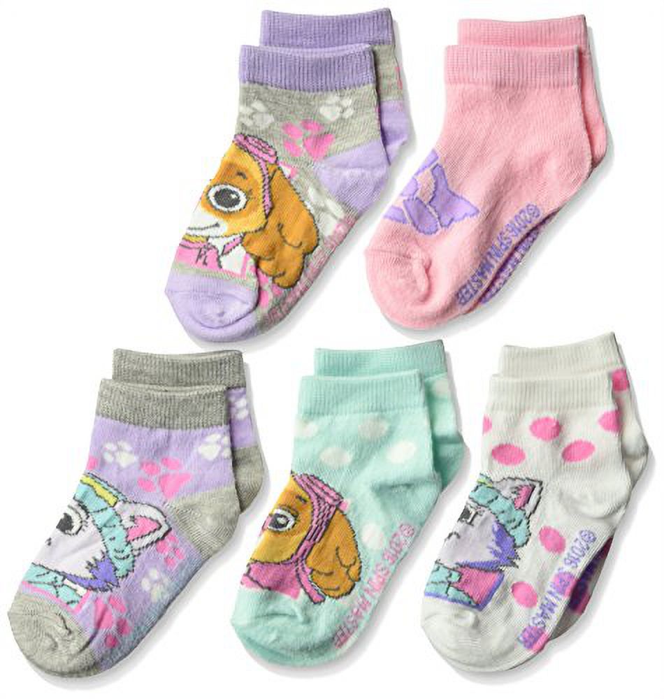 Nickelodeon girls Paw Patrol 5 Pack Shorty Socks, Pastel Big Face, Shoe ...