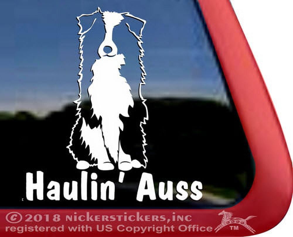 NickerStickers Haulin' Auss, Sitting Australian Shepherd Vinyl Adhesive ...