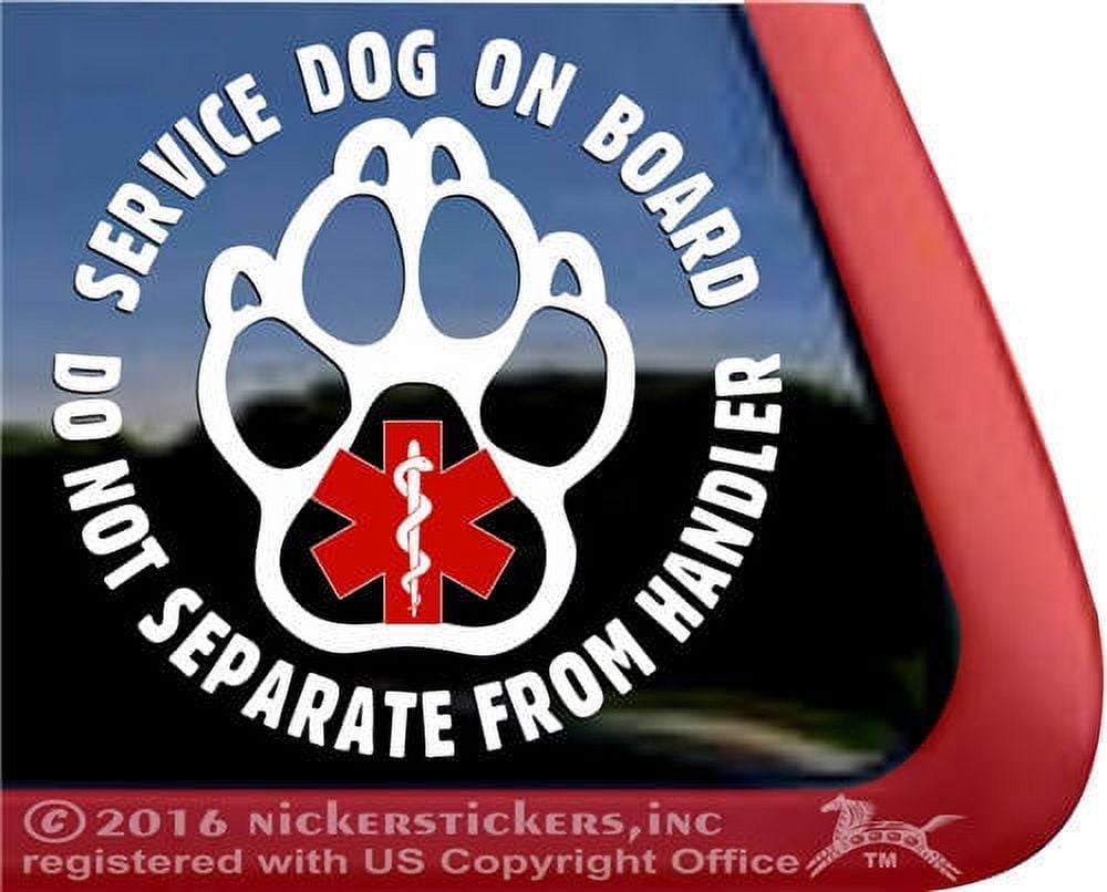 NickerStickers Service Dog on Board, Do Not Separate From Handler, Paw ...