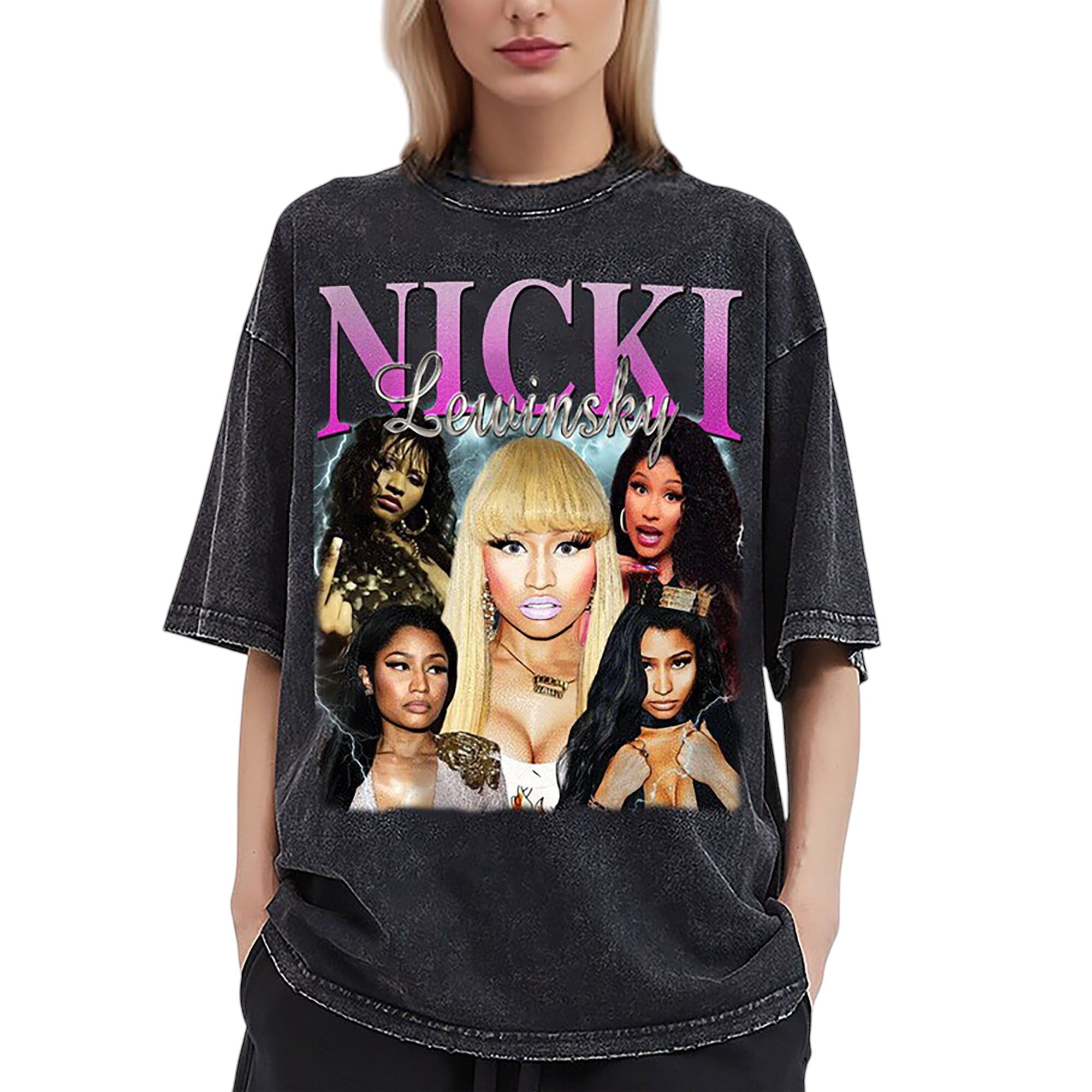 Nicki Lewinsky Vintage Washed Retro Unisex Classic 2D T-Shirt - Hiphop ...