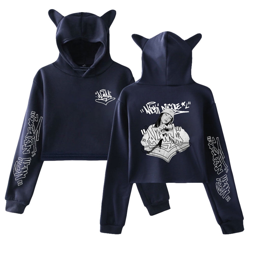 Nicki Nicole ALMA Merch Pullover Cat Ears Hoodie Long Sleeve Crop Top ...