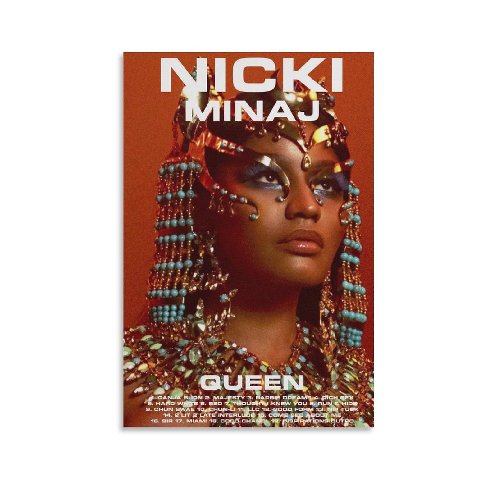 Nicki Poster Minaj Queen Music Album Cover Posters (4) Canvas Wall Art ...