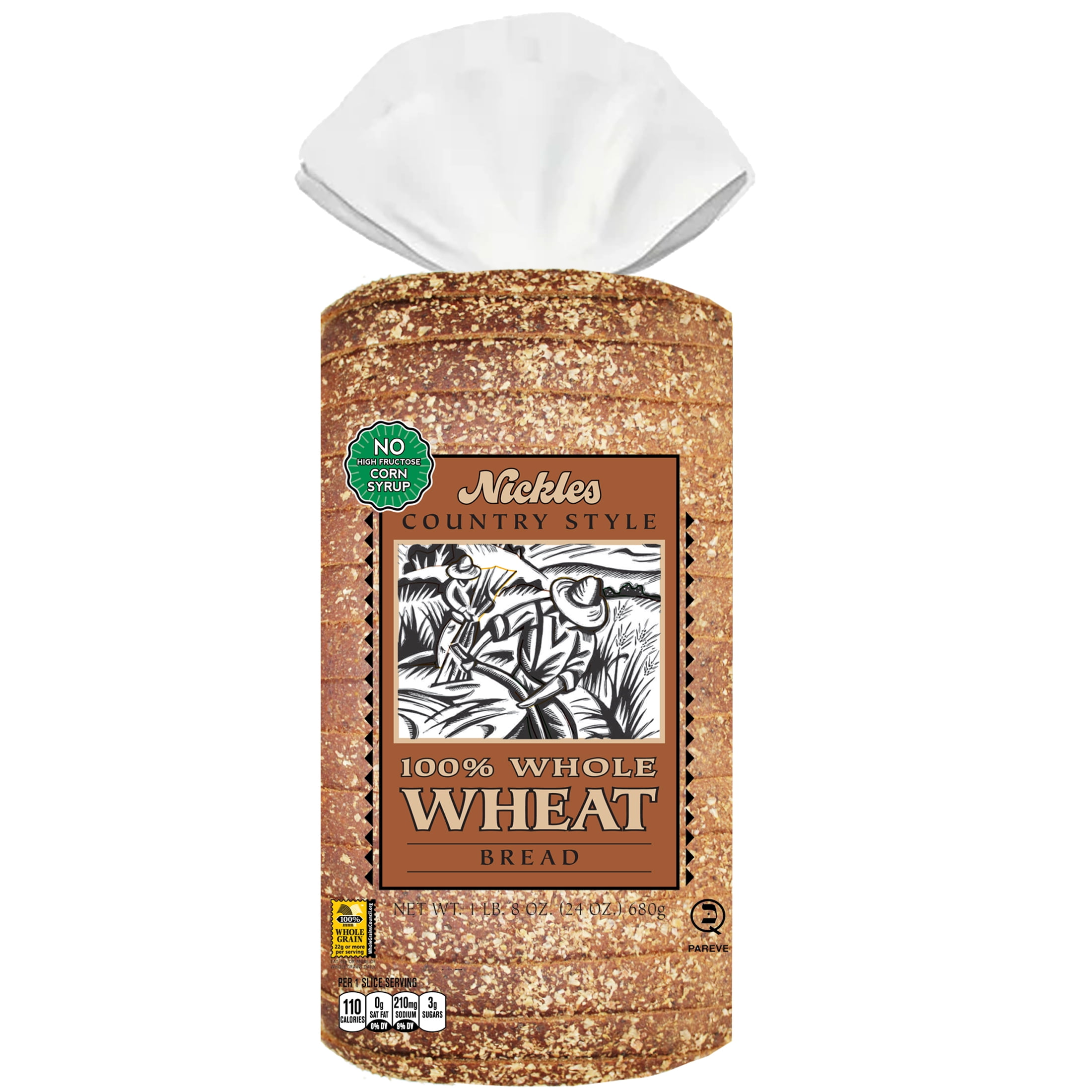Nickles Bakery Country Style 100% Whole Wheat Bread, 24-ounce Loaf ...