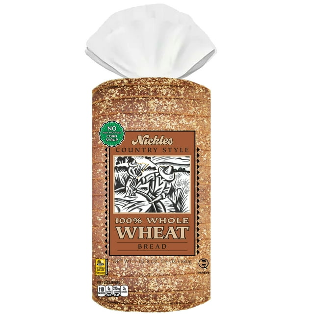 Nickles Bakery Country Style 100% Whole Wheat Bread, 24-ounce Loaf ...