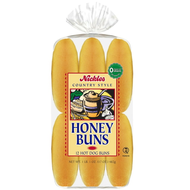 Nickles Bakery Country Style Honey Hot Dog Buns, 6-Inch, 12 Count, 17 ...