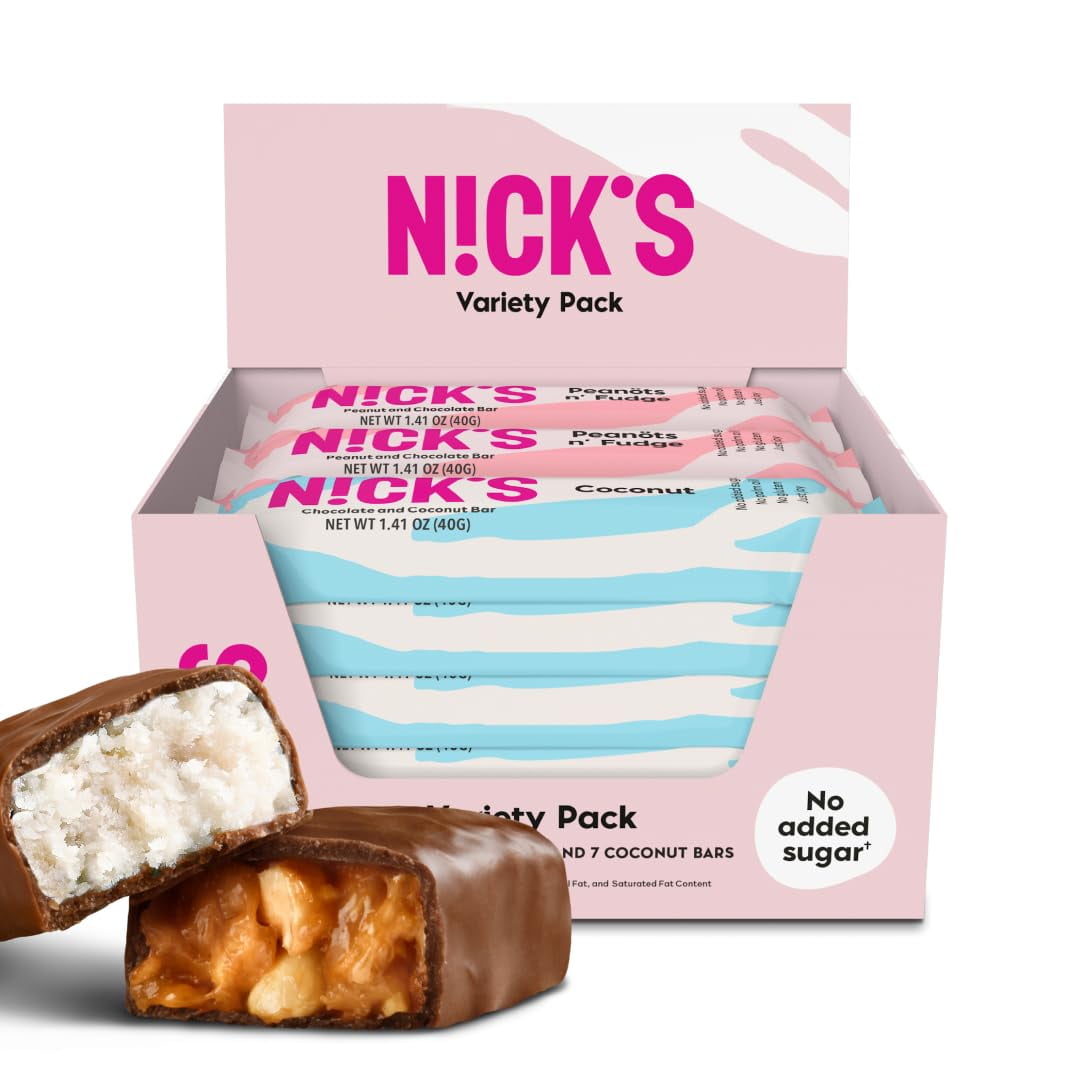 Nicks Keto Chocolate Candy Bars Variety Pack, No Added Sugar, Coconut ...