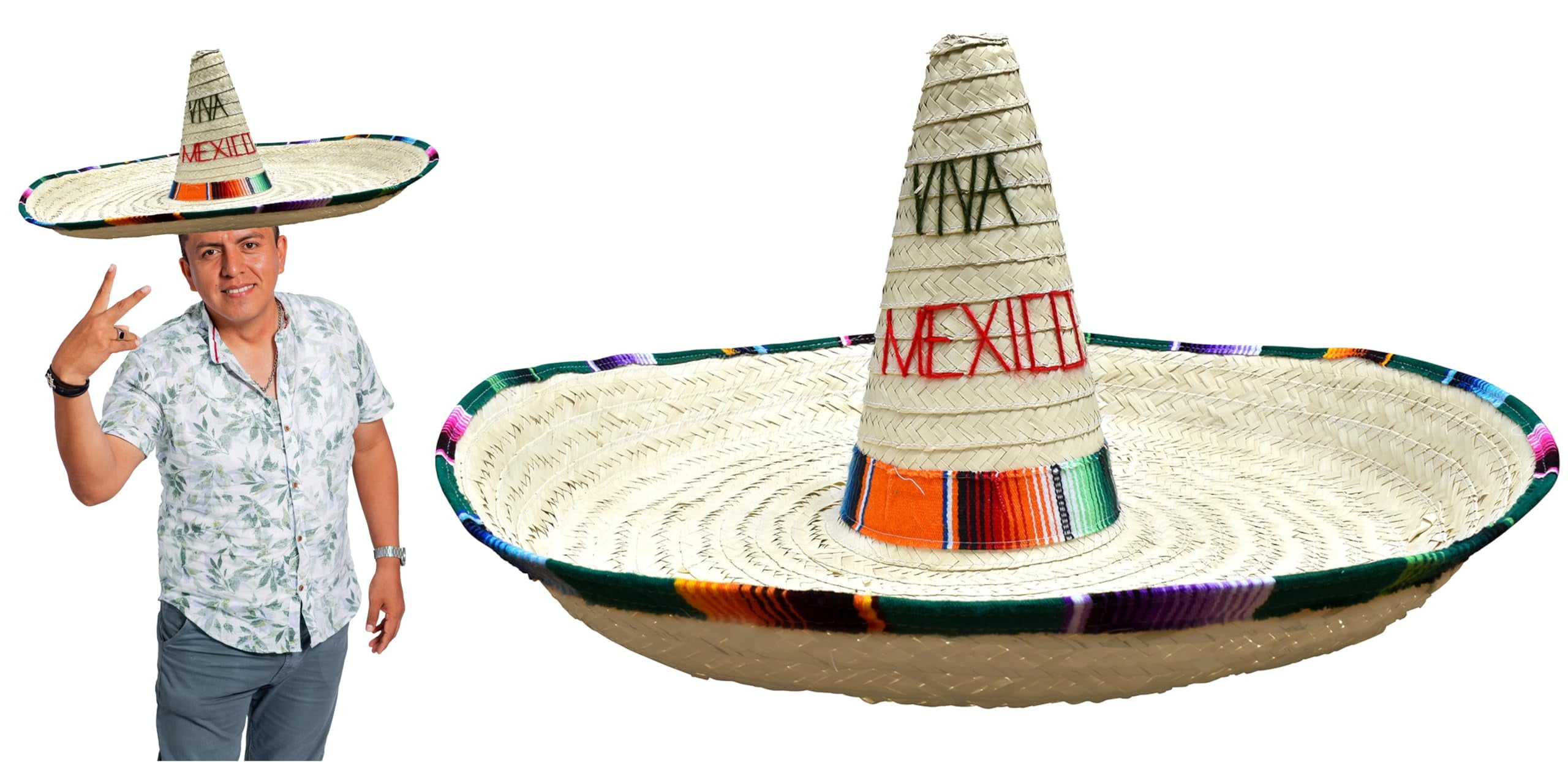 Nicky Bigs Novelties 21" Huge Natural Straw Jumbo Sombrero Fiesta Party ...