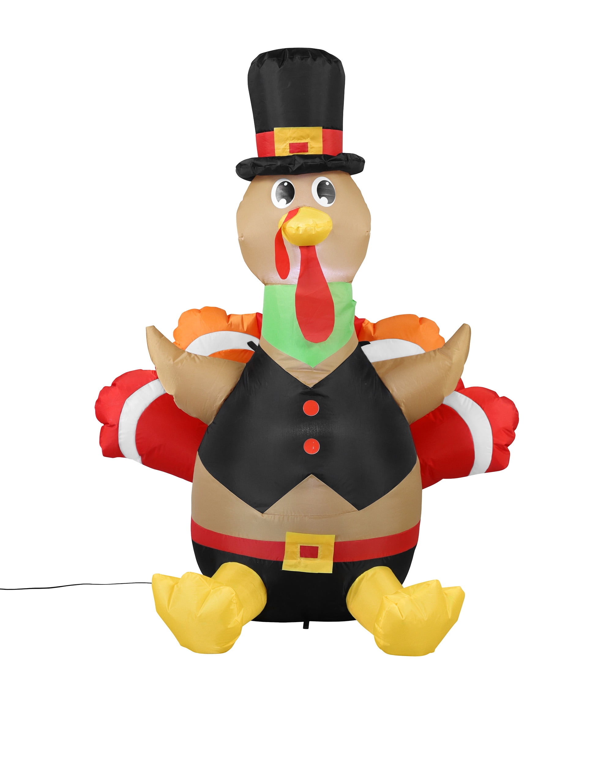 Nicky Bigs Novelties 4ft Inflatable Turkey Yard Decoration, LED Lights ...