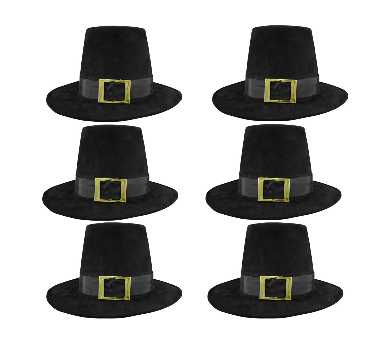Nicky Bigs Novelties 6 PK Deluxe Pilgrim Hat With Buckle Quaker Amish ...