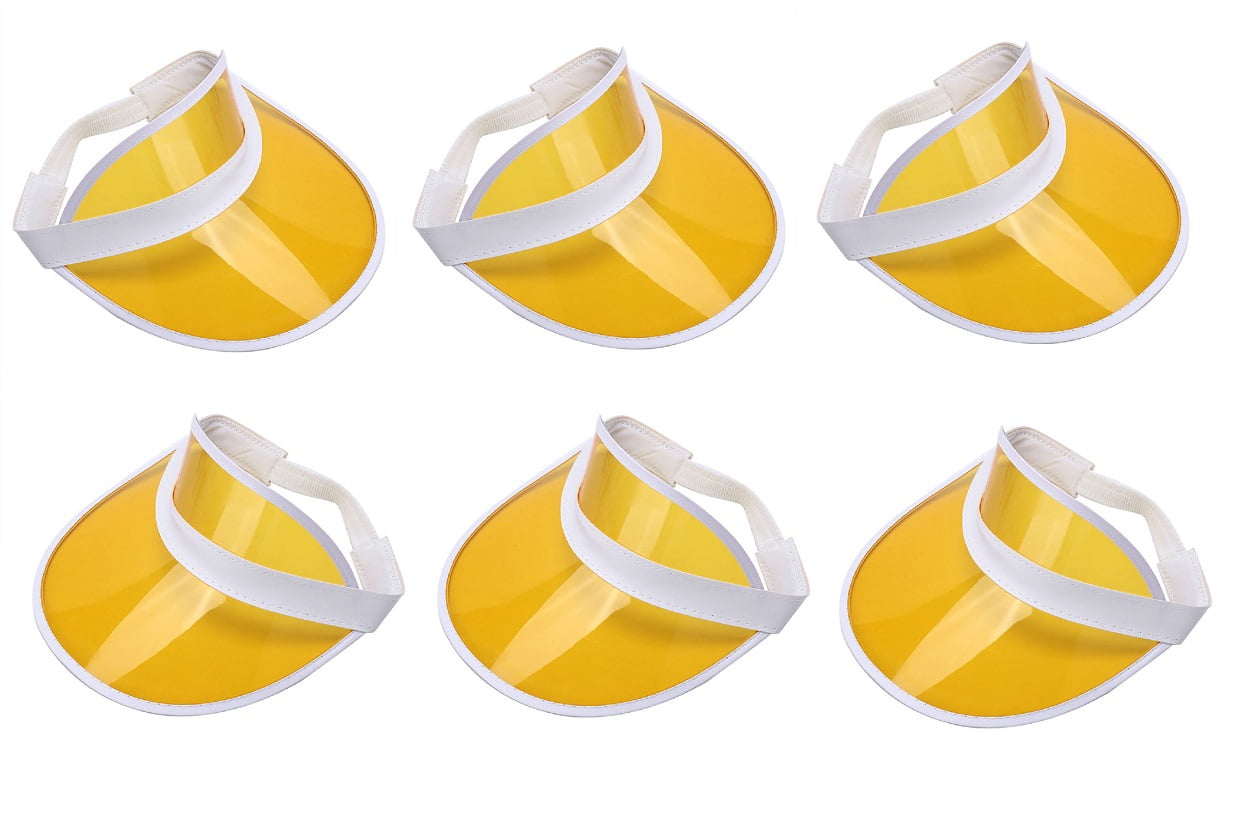 Nicky Bigs Novelties 6 pack Visors Yellow Tennis Beach Plastic Clear ...