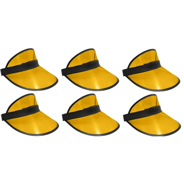 Nicky Bigs Novelties 6 pack Visors Yellow Tennis Beach Plastic Clear ...
