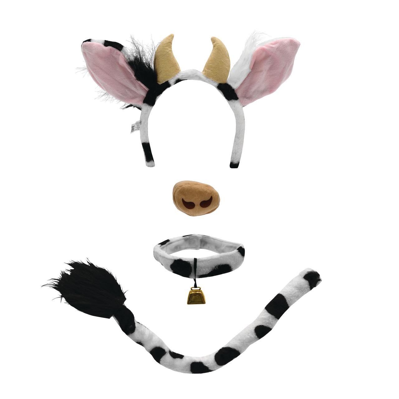 Nicky Bigs Novelties Adult Black White Dairy Cow Ears Horn Headband ...