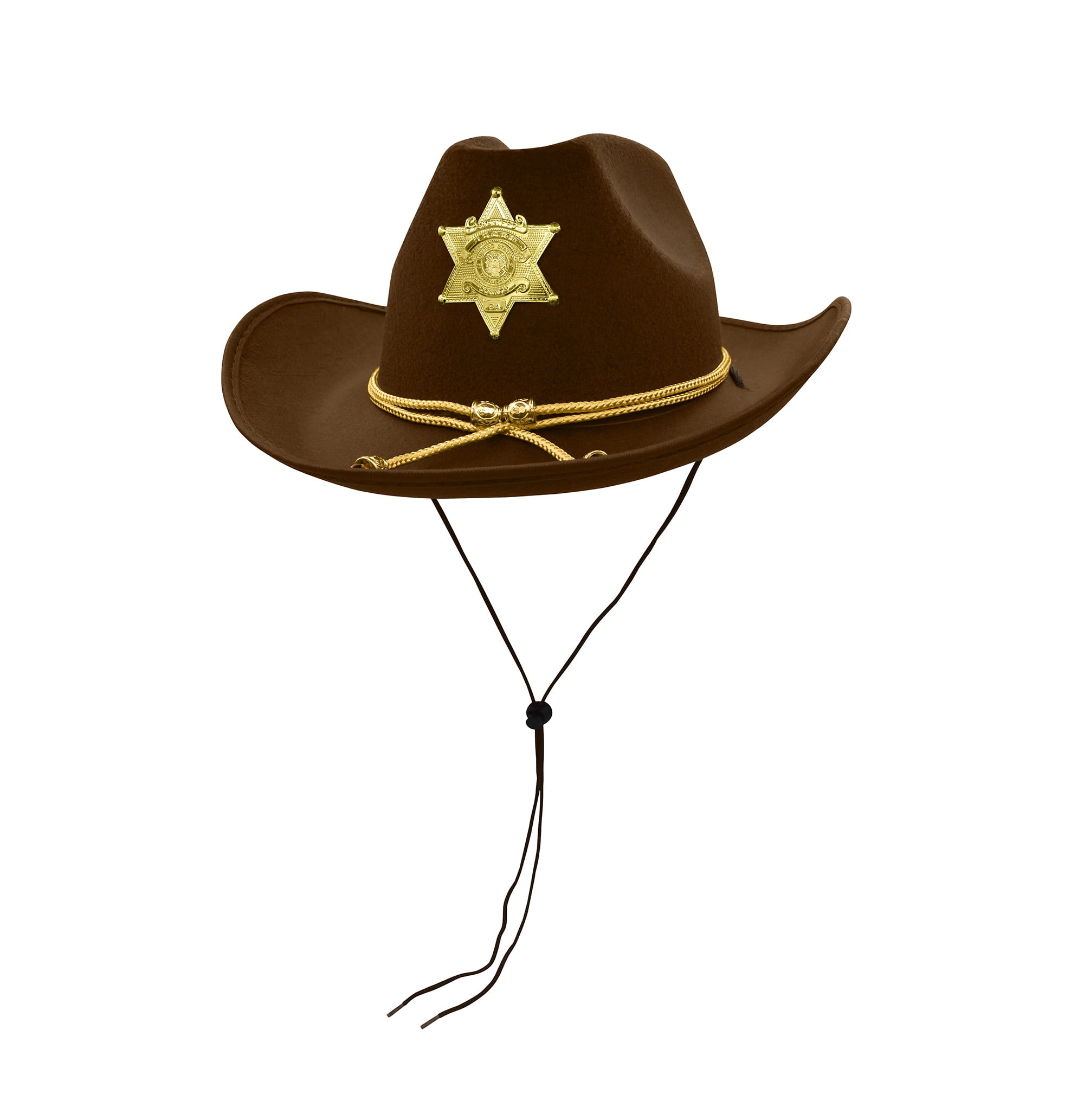 Nicky Bigs Novelties Adult Brown Western Sheriff Badge Cowboy Hat ...