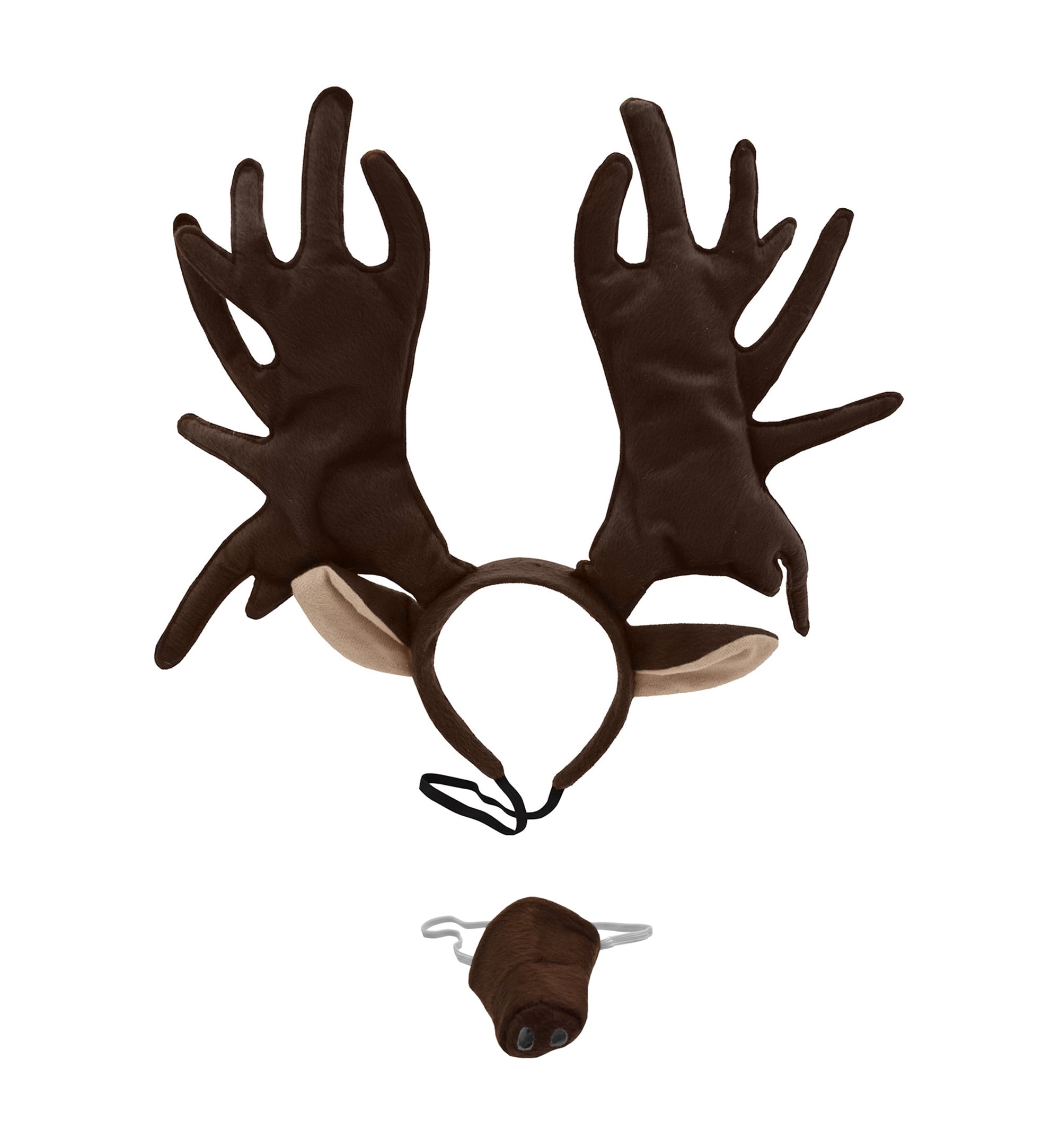 Nicky Bigs Novelties Adult Moose Antler Ears & Reindeer Nose - Elk Horn Costume Accessory for ...