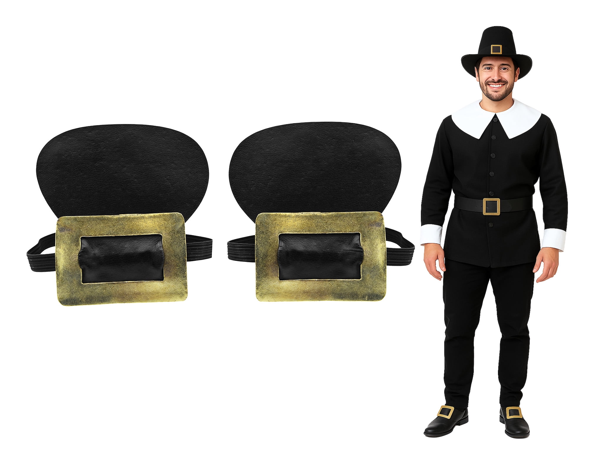 Nicky Bigs Novelties Adult Gold Buckle Colonial Black Shoe Covers ...