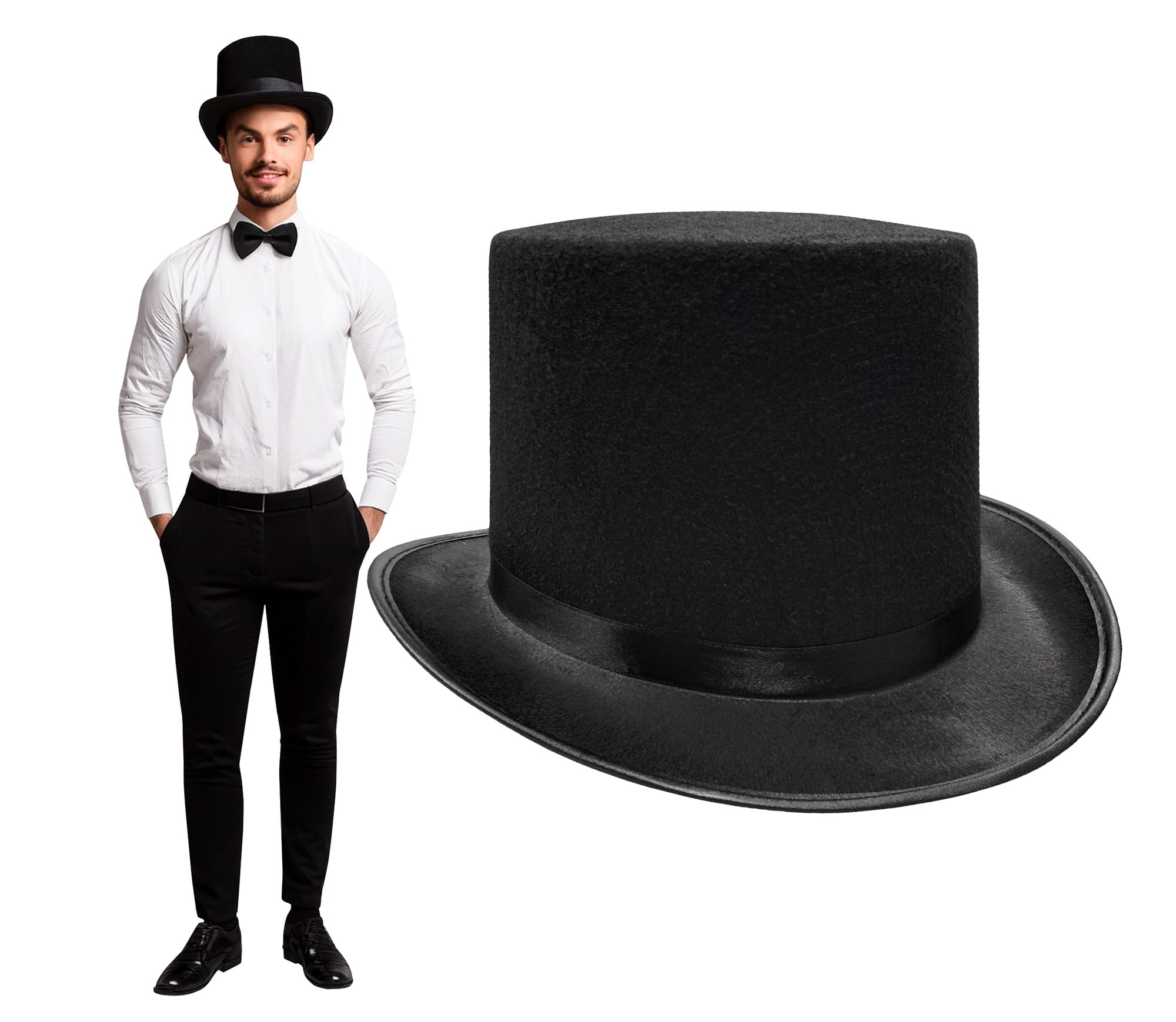 Nicky Bigs Novelties Adult Tall Black Felt Top Hat, One Size - Walmart.com