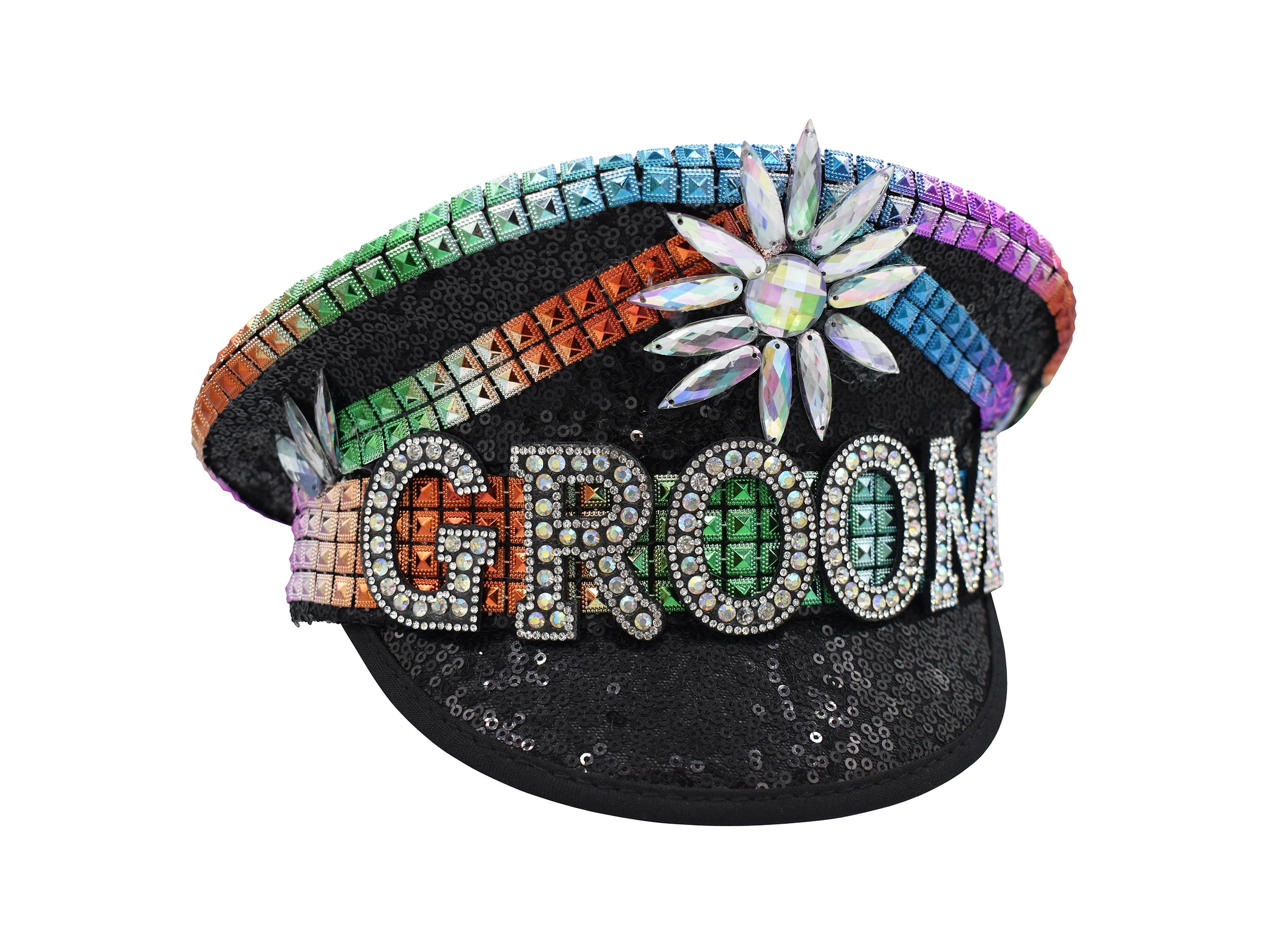 Nicky Bigs Novelties Black Captain Groom Hat Bachelor Sequin Boat ...