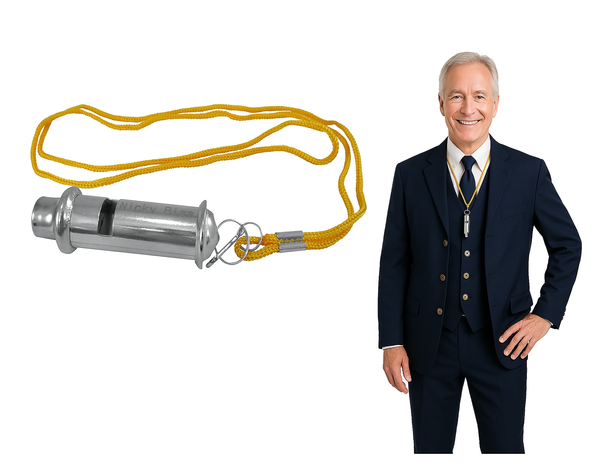 Nicky Bigs Novelties Deluxe Metal Train Conductor Whistle with Lanyard ...