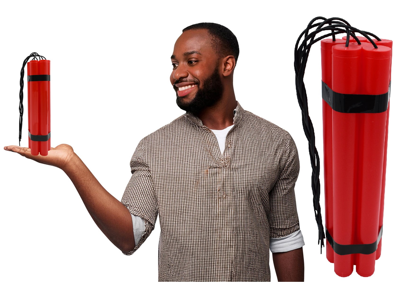 Nicky Bigs Novelties Fake Red TNT 6 Stick Bundle Plastic Prank Dynamite ...