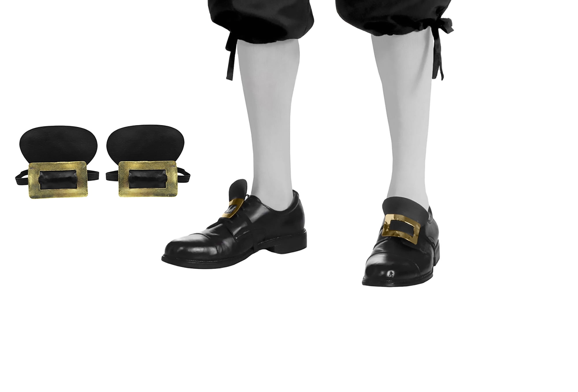 Nicky Bigs Novelties Faux Gold Shoe Buckles White Knee High Stockings ...