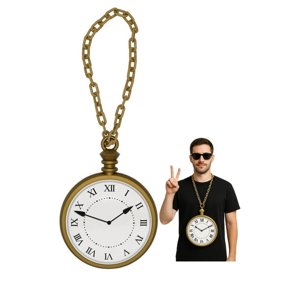 Nicky Bigs Novelties Jumbo Clock Necklace Prop 10″ Oversized Clock on ...
