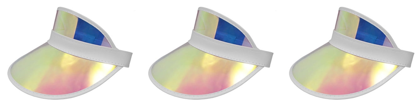 Nicky Bigs Novelties Iridescent Color Mirrored Plastic Sun Visor Hat ...