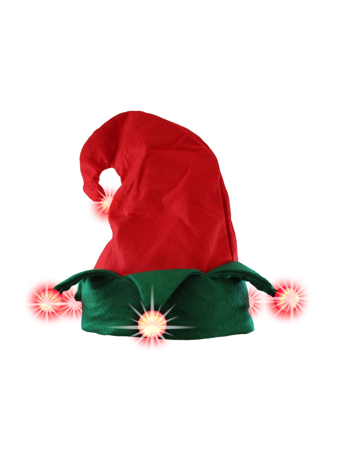 Nicky Bigs Novelties Adult Light Up Elf Hat, Red Green, One Size (4 ...