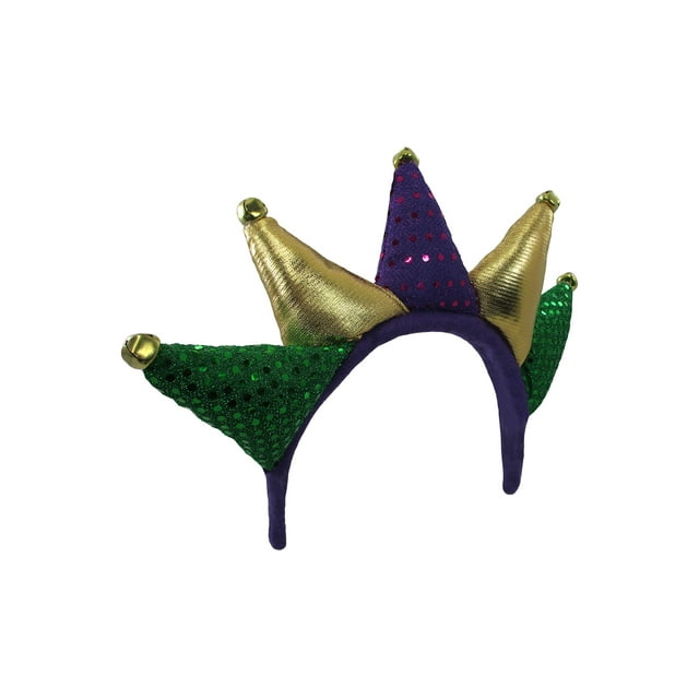 Nicky Bigs Novelties Mini Metallic Sequin Mardi Gras Jester Headband W ...