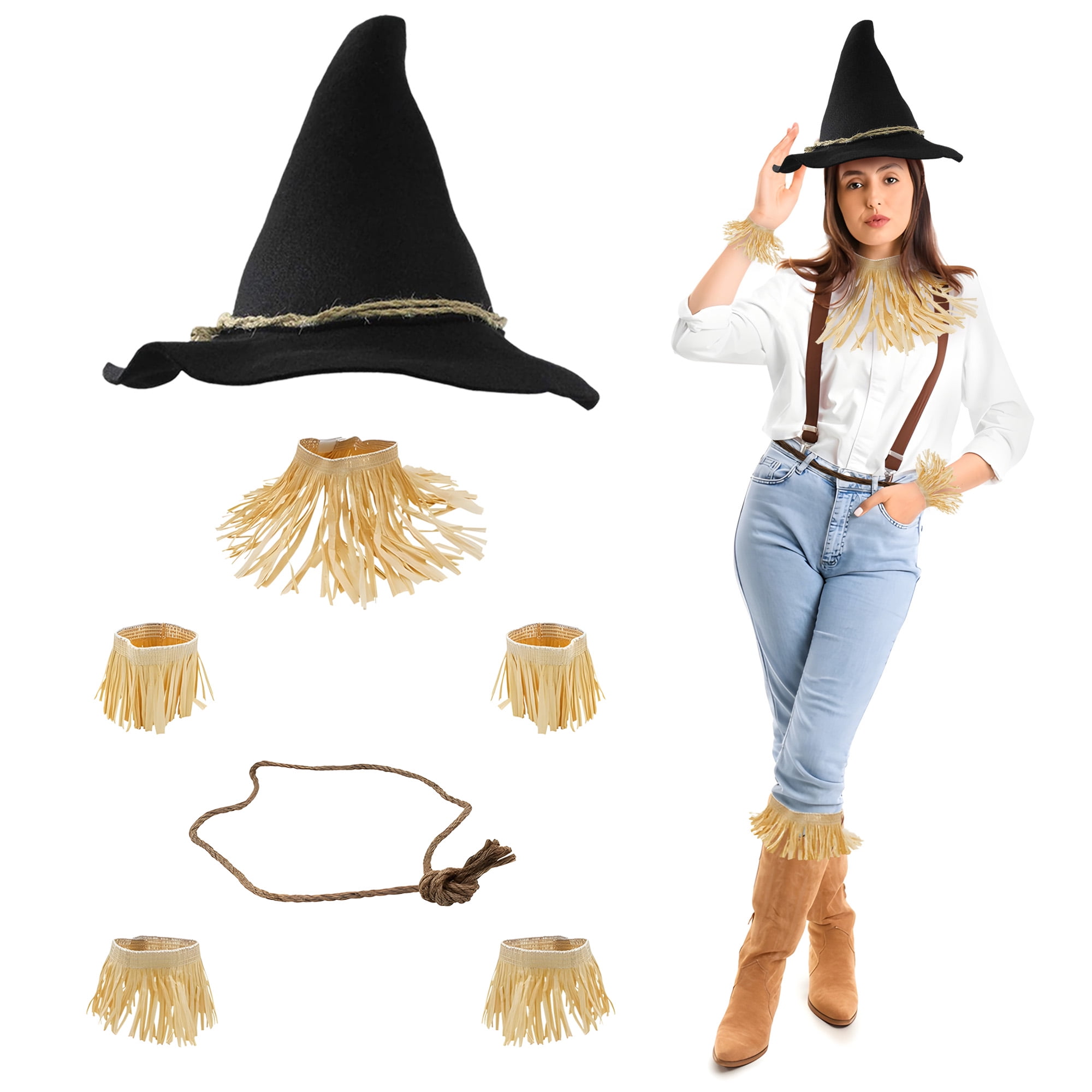 Nicky Bigs Novelties Scarecrow Costume Kit, Adult Halloween Straw Hat ...