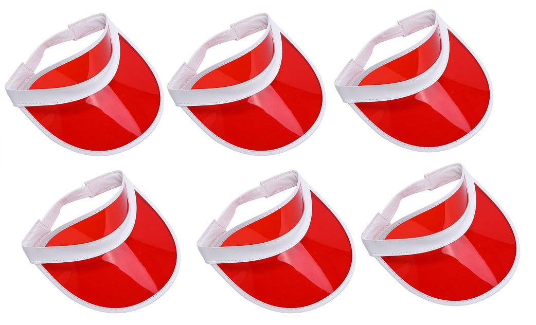 6 Pack Sun Visor Hats Women Men Clear Colorful Plastic Party Hat ...