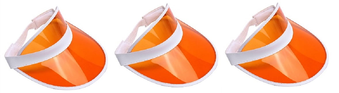 3 Pack Sun Visor Hats Women Men Clear Colorful Plastic Party Hat ...