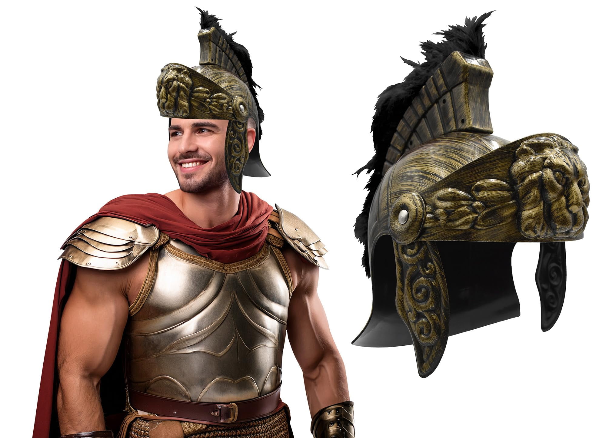 Nicky Bigs Novelties Roman Helmet With Red Feather Plume - Greek ...
