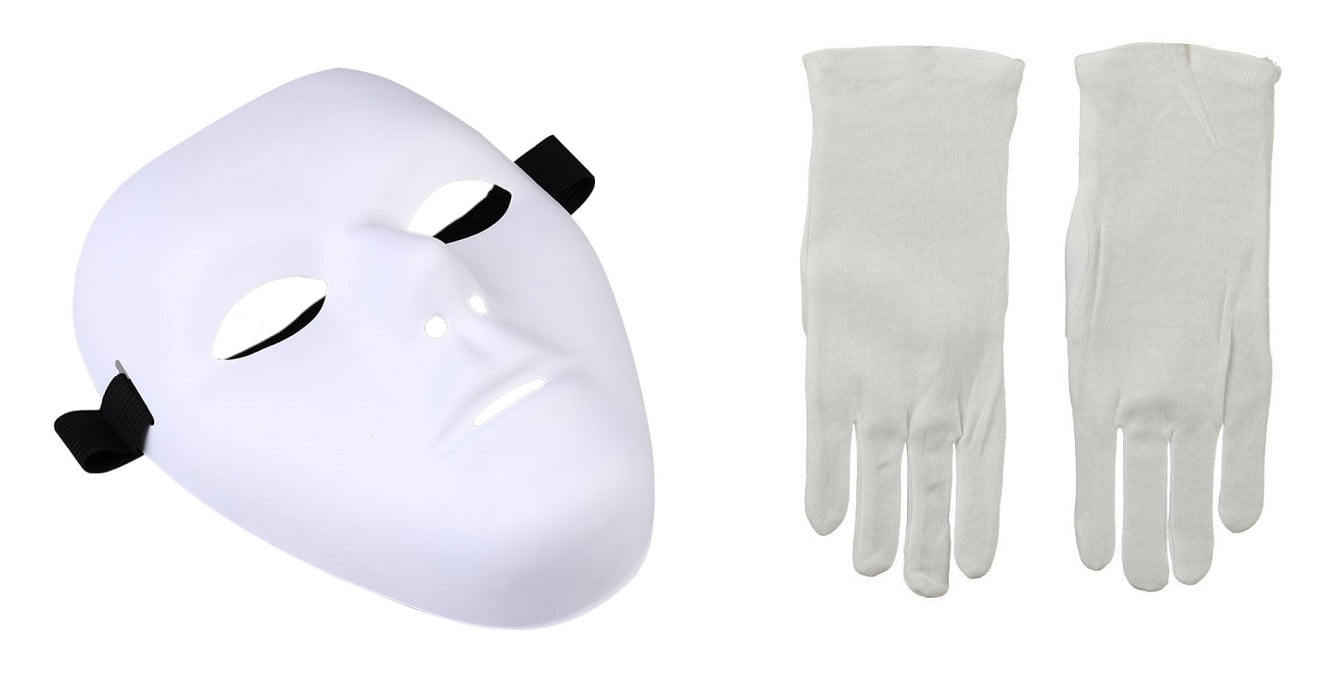 Nicky Bigs Novelties Thick Blank Male Mask and White Gloves Phantom ...
