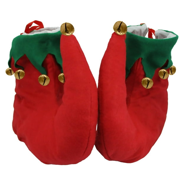 Nicky Bigs Novelties Unisex Adult Red and Green Elf Shoes Jingle Bells ...