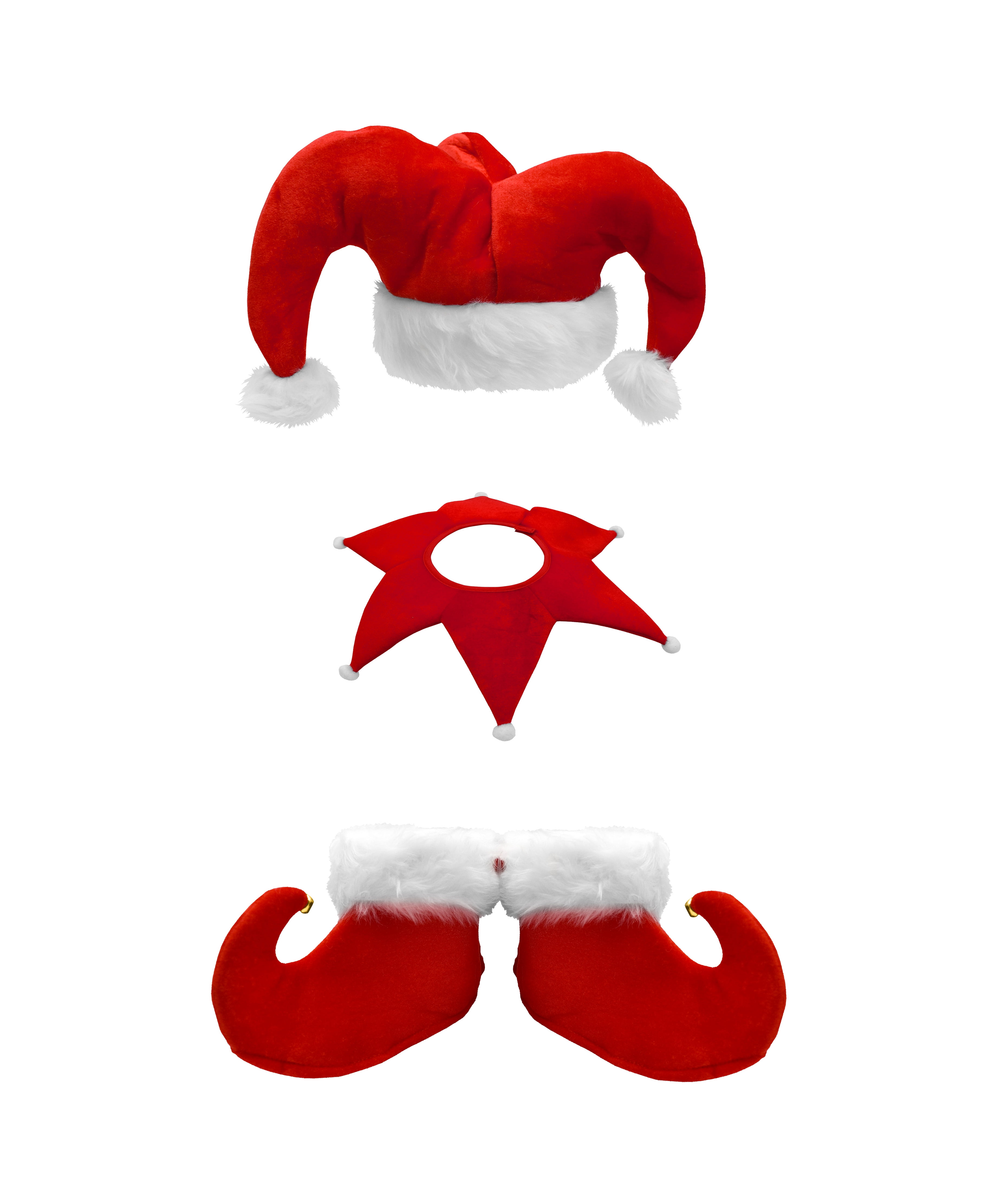 Nicky Bigs Novelties Unisex Red and White Santa Christmas Jester Hat ...