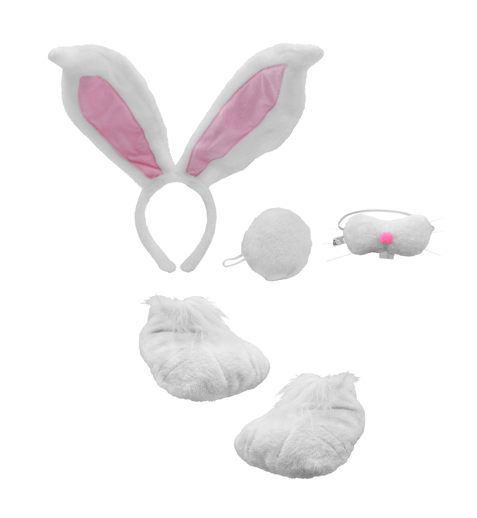 Nicky Bigs Novelties White Bunny Rabbit Ears Tail Headband Nose Feet ...
