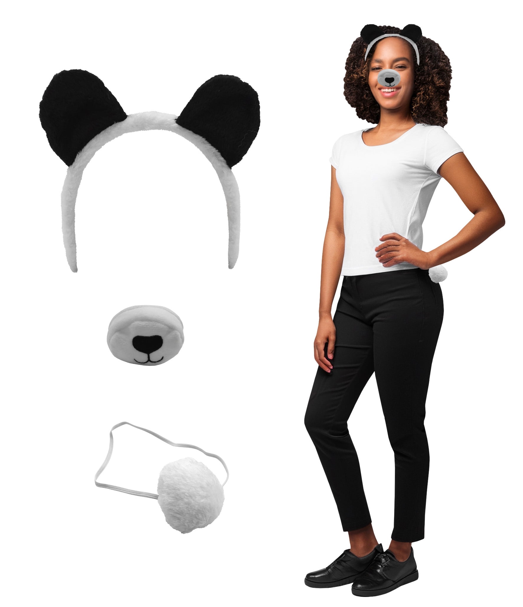 Nicky Bigs Womens Plush Panda Bear Ears Headband Pom Tail Costume Accessory Set - Walmart.com