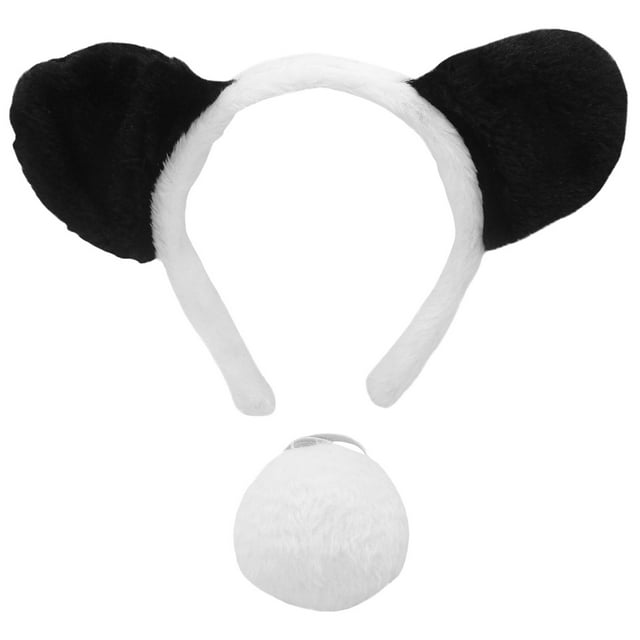 Nicky Bigs Womens Plush Panda Bear Ears Headband Pom Tail Costume ...
