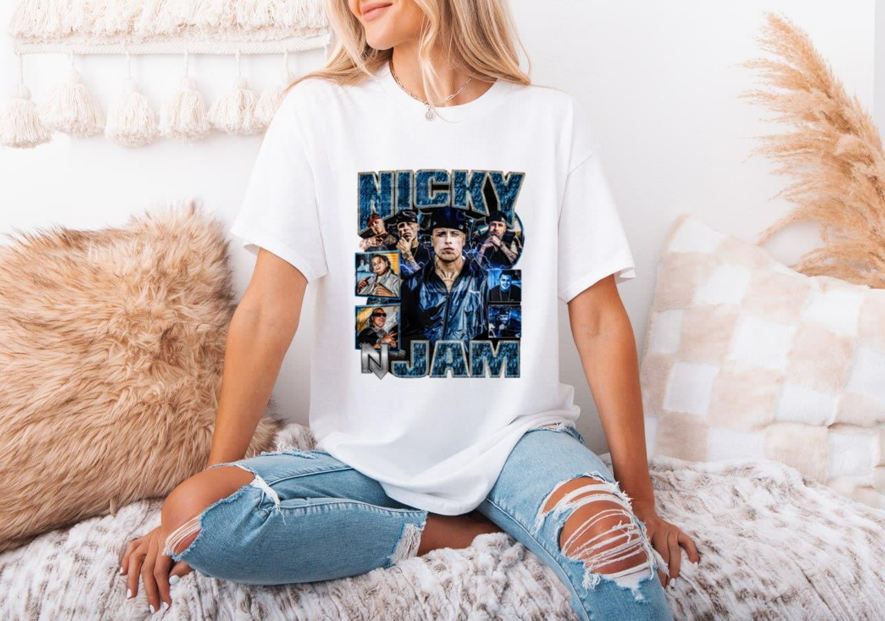 Nicky Jam 90's Hip-Hop Bootleg Style T-Shirt featuring Puerto Rican ...