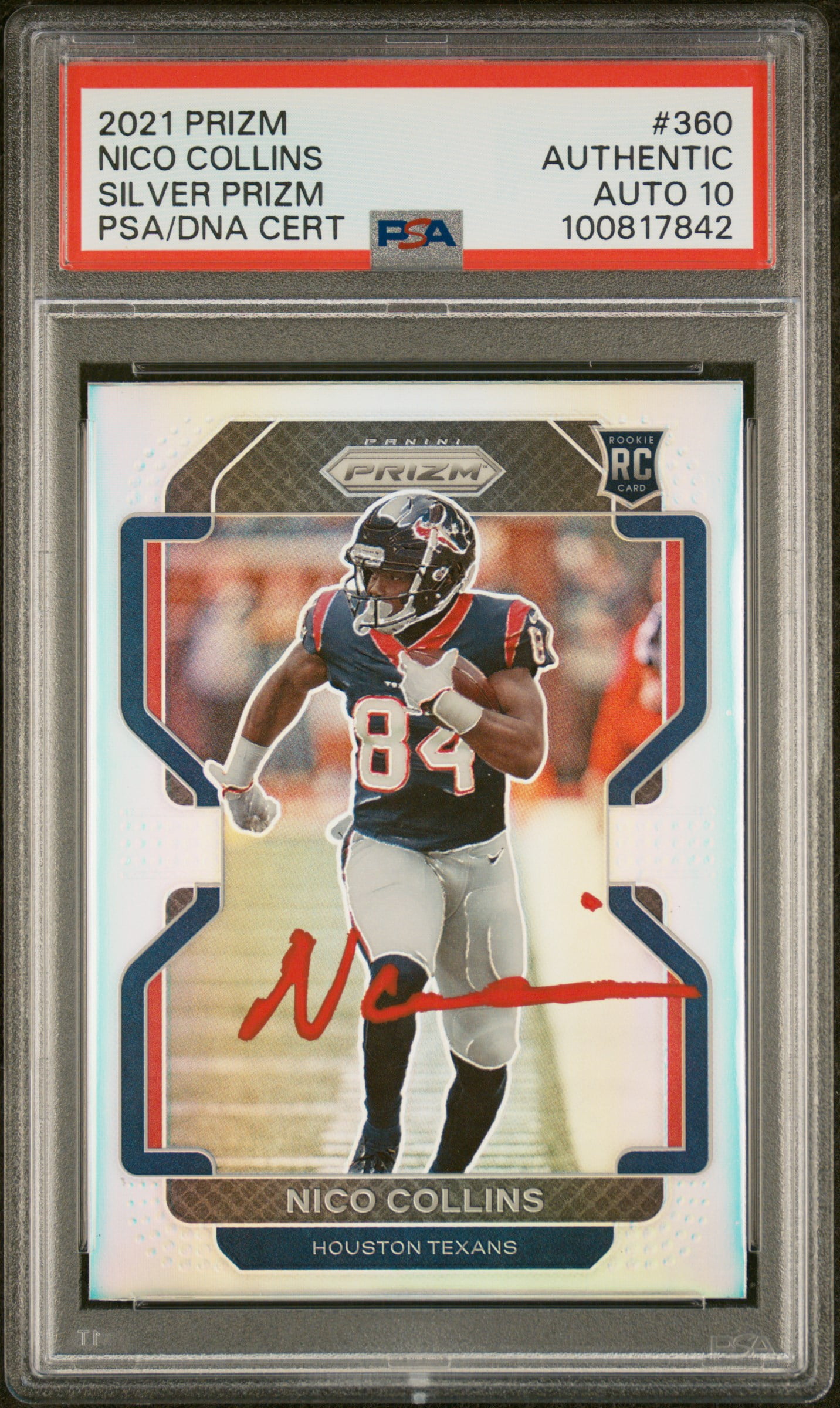 Nico Collins 2021 Panini Prizm Silver Signed Football Rookie Card #360 Auto Graded PSA 10 ...