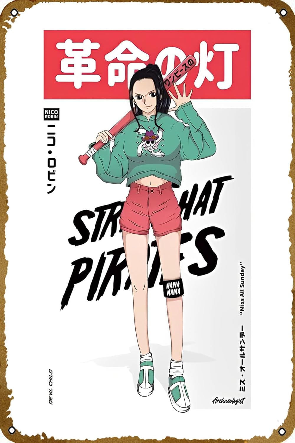 Nico Robin Anime Streetwear Poster Retro Tin Sign Funny Wall Art ...
