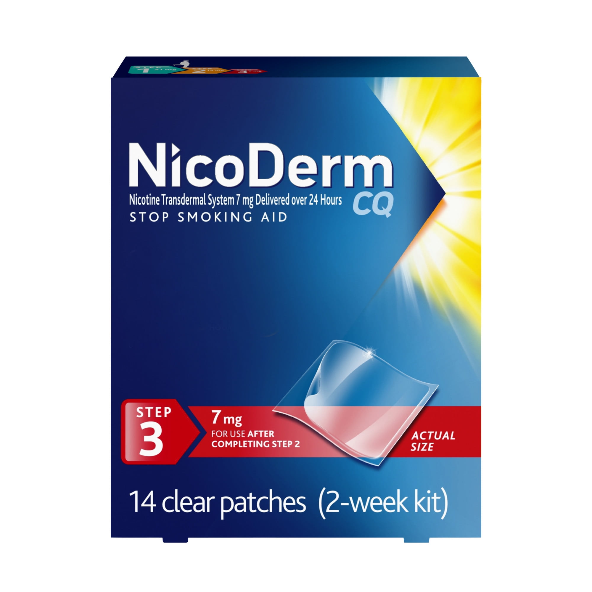 Nicoderm CQ Nicotine Patches to Help Stop Smoking, 7Mg, Step 3 - 14 ...