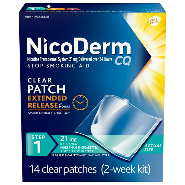 Nicoderm CQ Step 1 Extended Release Nicotine Patches to Stop Smoking ...